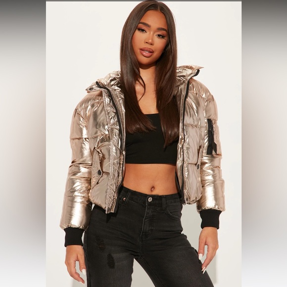 Fashion Nova | Jackets & Coats | Gold Puffer Jacket | Poshmark